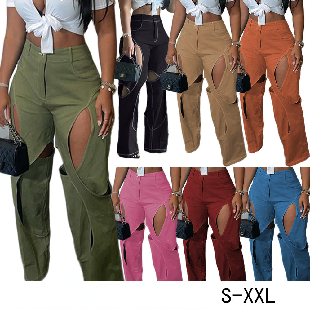 Cotton Fried Dough Twists hollow casual pants（CL11942） – Helarocky